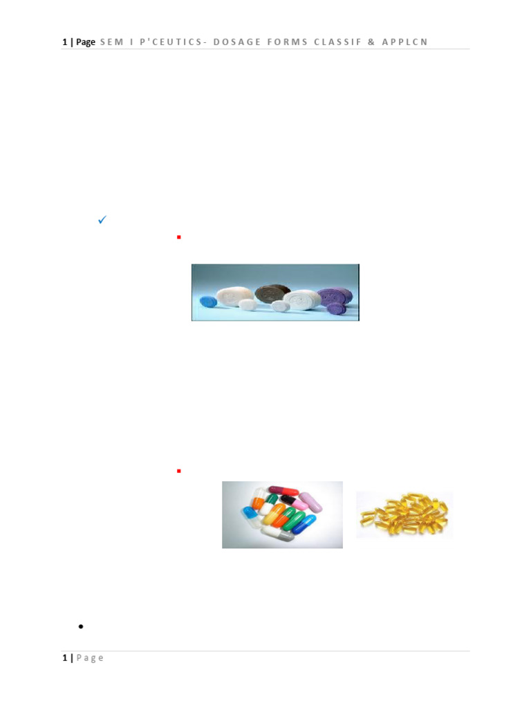 D Sem I Pceutics Dosage Forms Classification Application 2023-24 | PDF ...