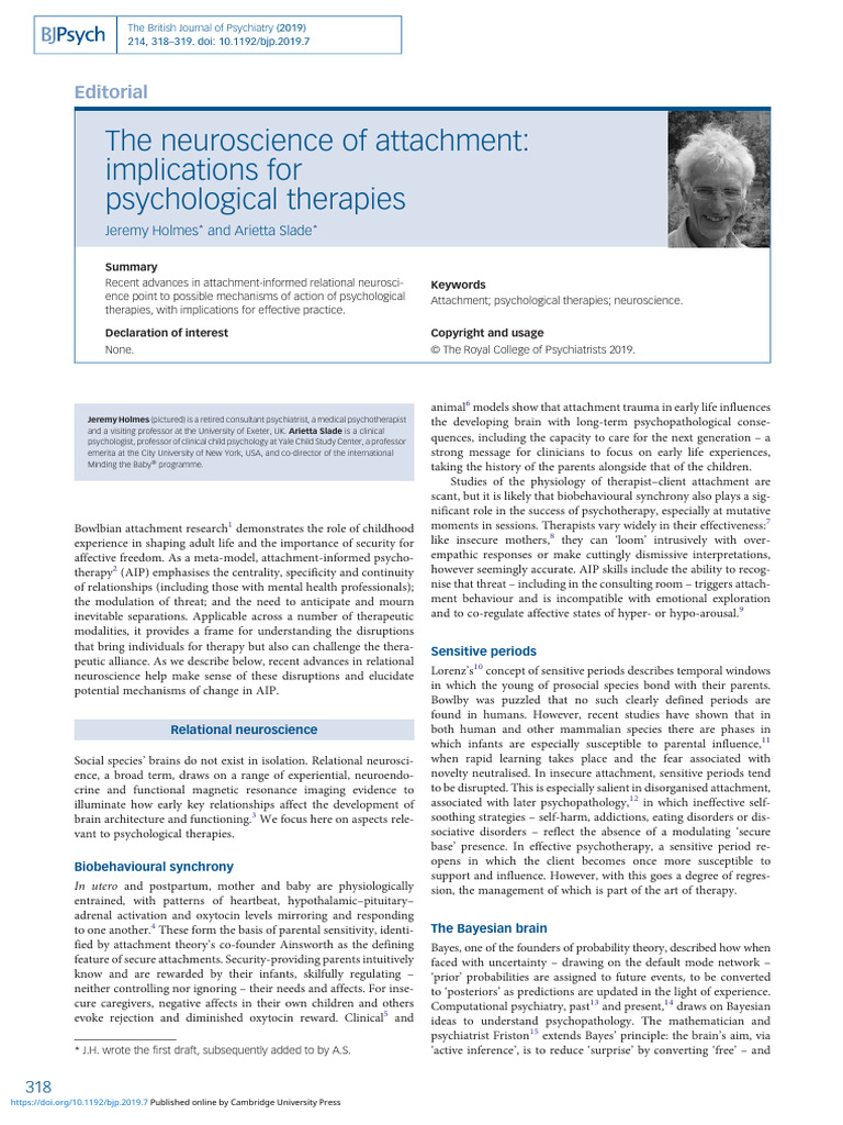 Neuroscience Of Attachment Implications For Psychological Therapies