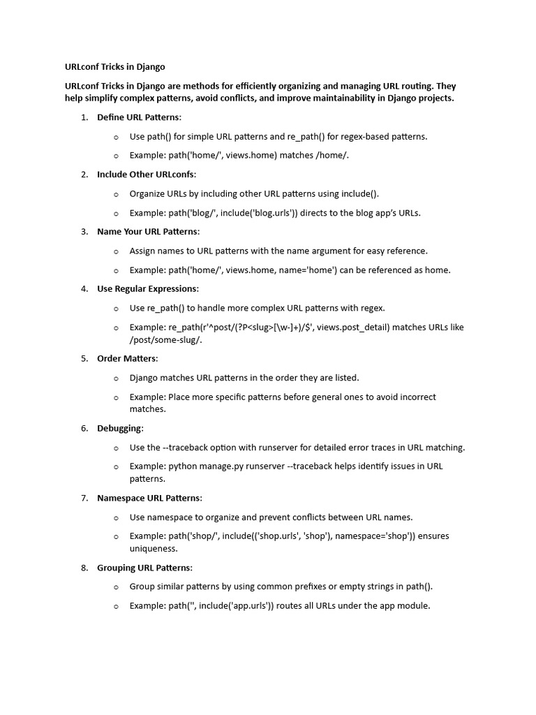 URLconf Tricks in Django | PDF