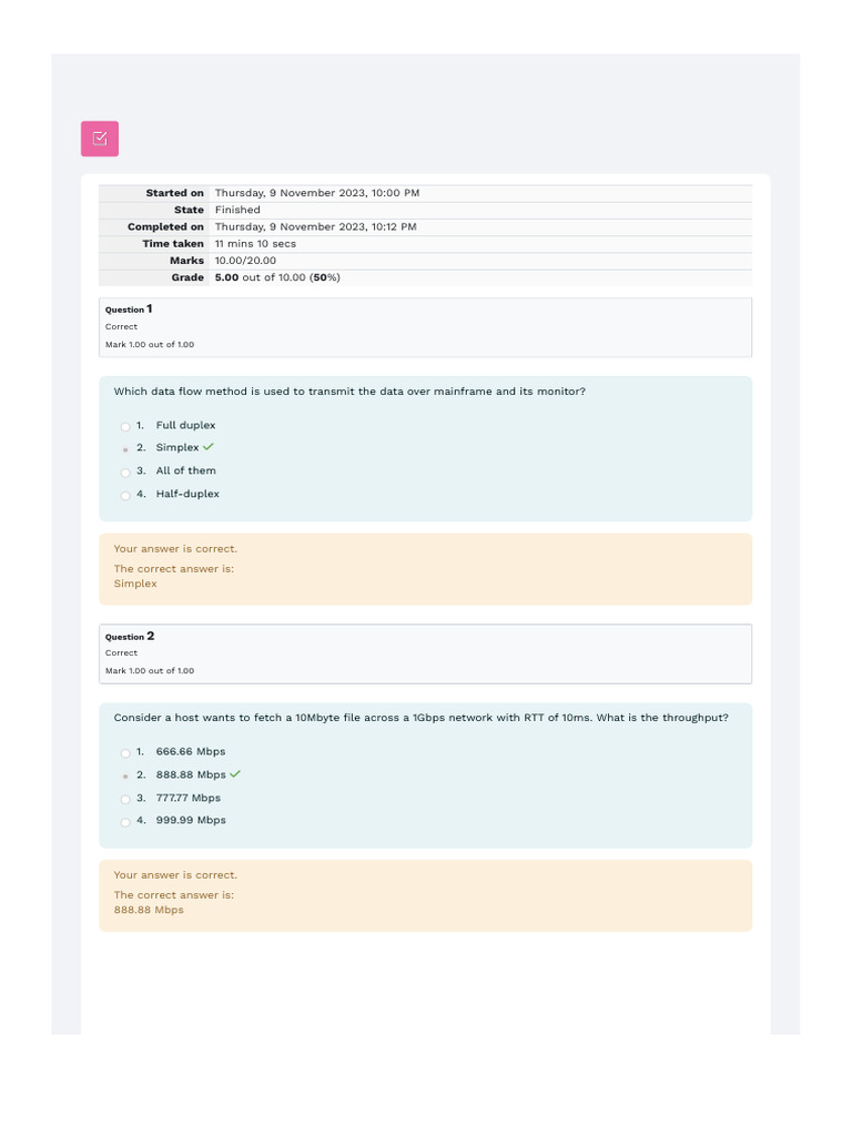 Quiz - 1 - Attempt Review | PDF | Osi Model | Computer Network
