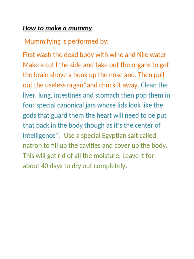 How to Mummify a Body Step-by-Step | PDF