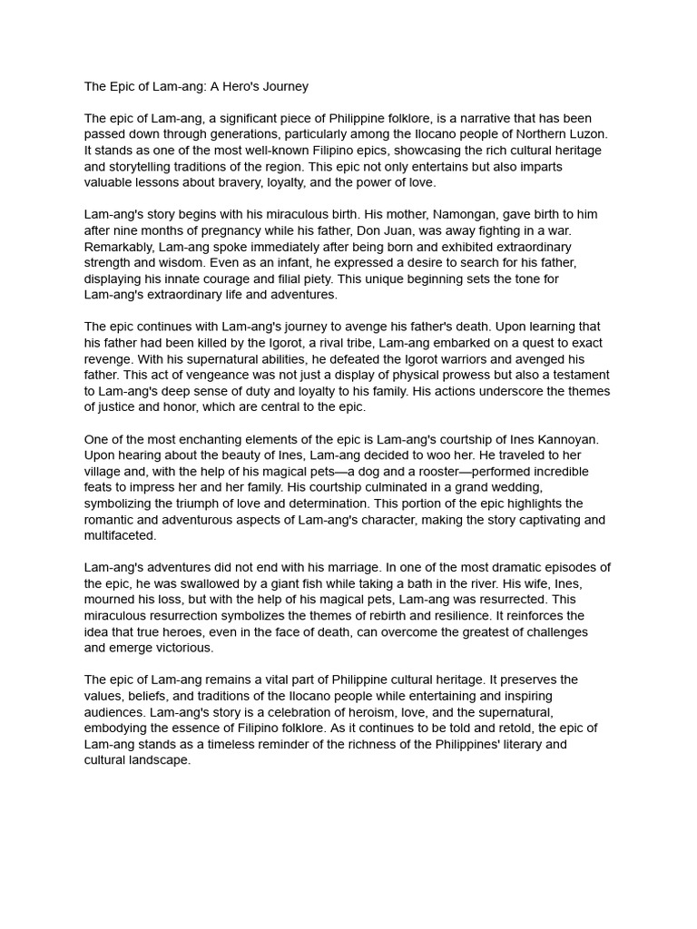 The Epic of Lam-ang | PDF