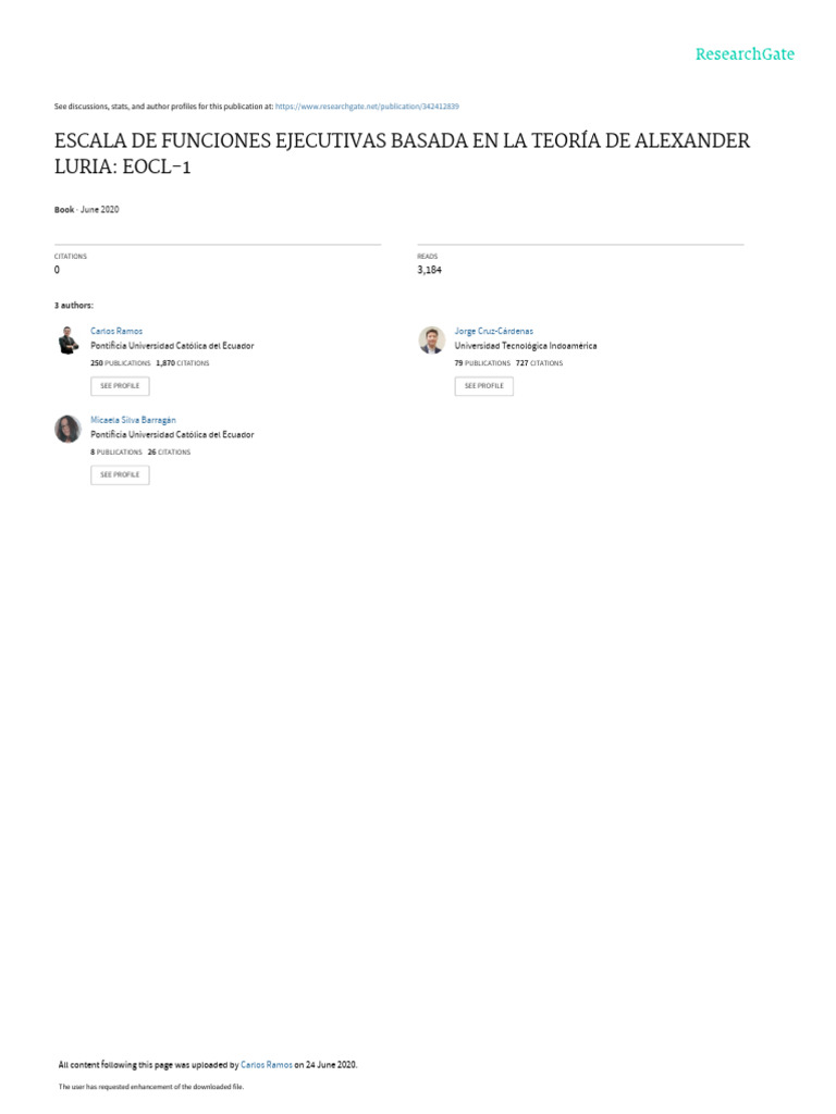 Escala de Funciones Ejecutivas EOCL-1 | PDF | Comportamiento ...