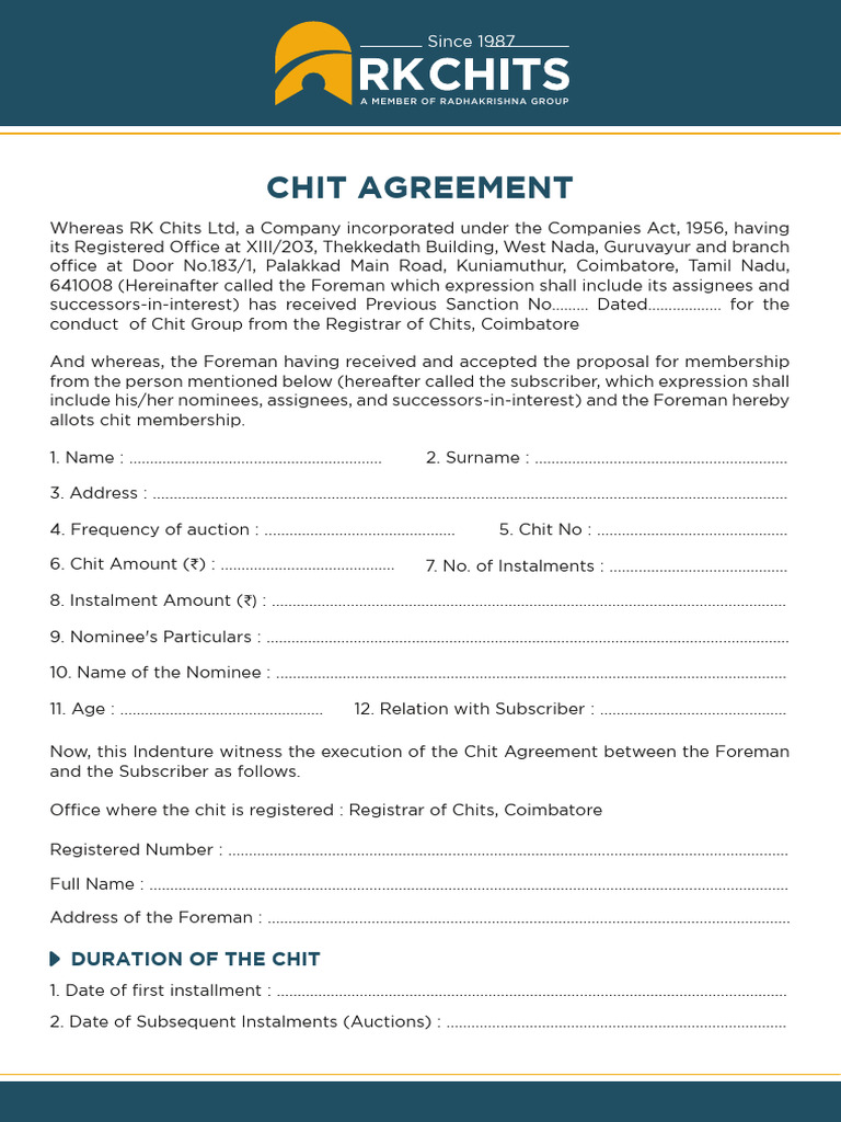 Chit Agreement | PDF | Subscription Business Model | Interest