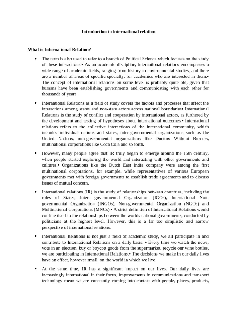 Introduciton To International Relation | PDF | International Relations ...