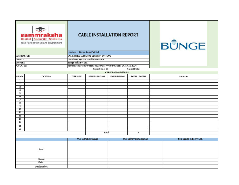Cable Laying Format | PDF