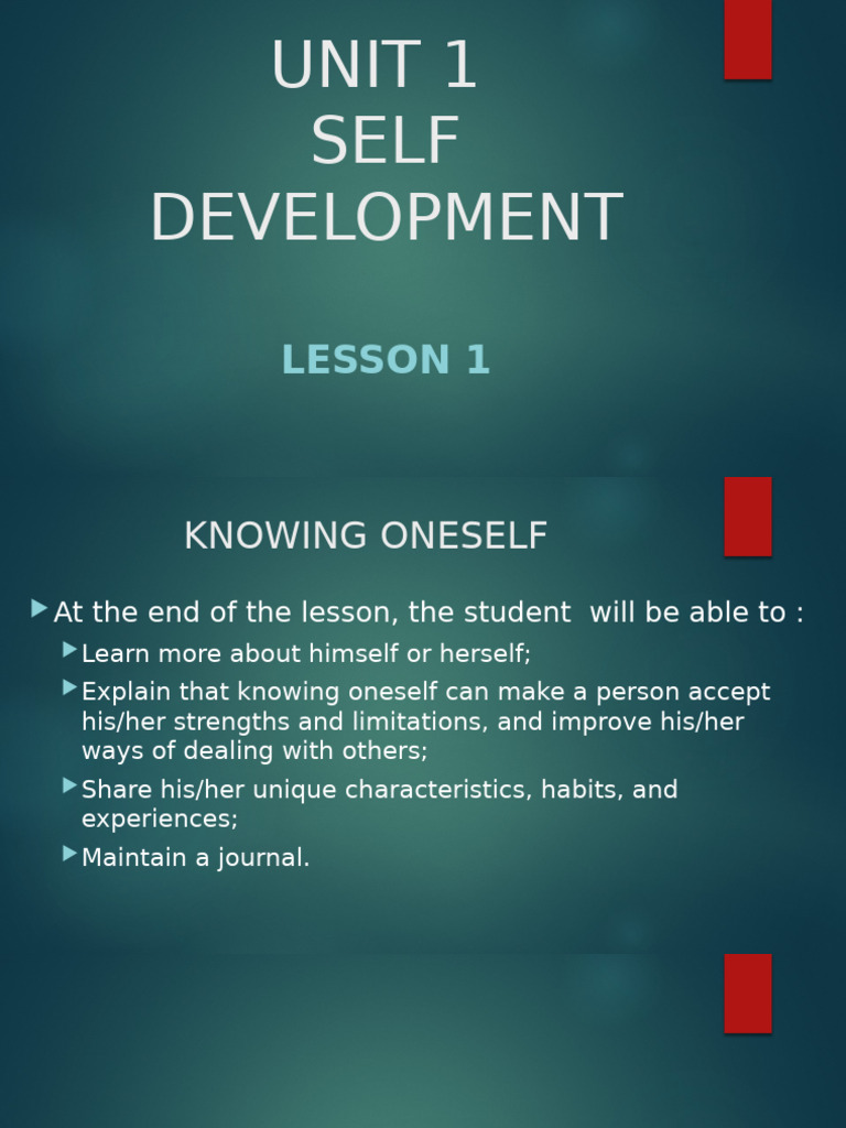 Lesson1 Knowing Oneself | PDF | Self Concept | Psychology