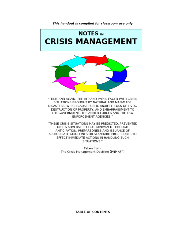 Module in Crisis Management | PDF | Paranoia | Crisis Management