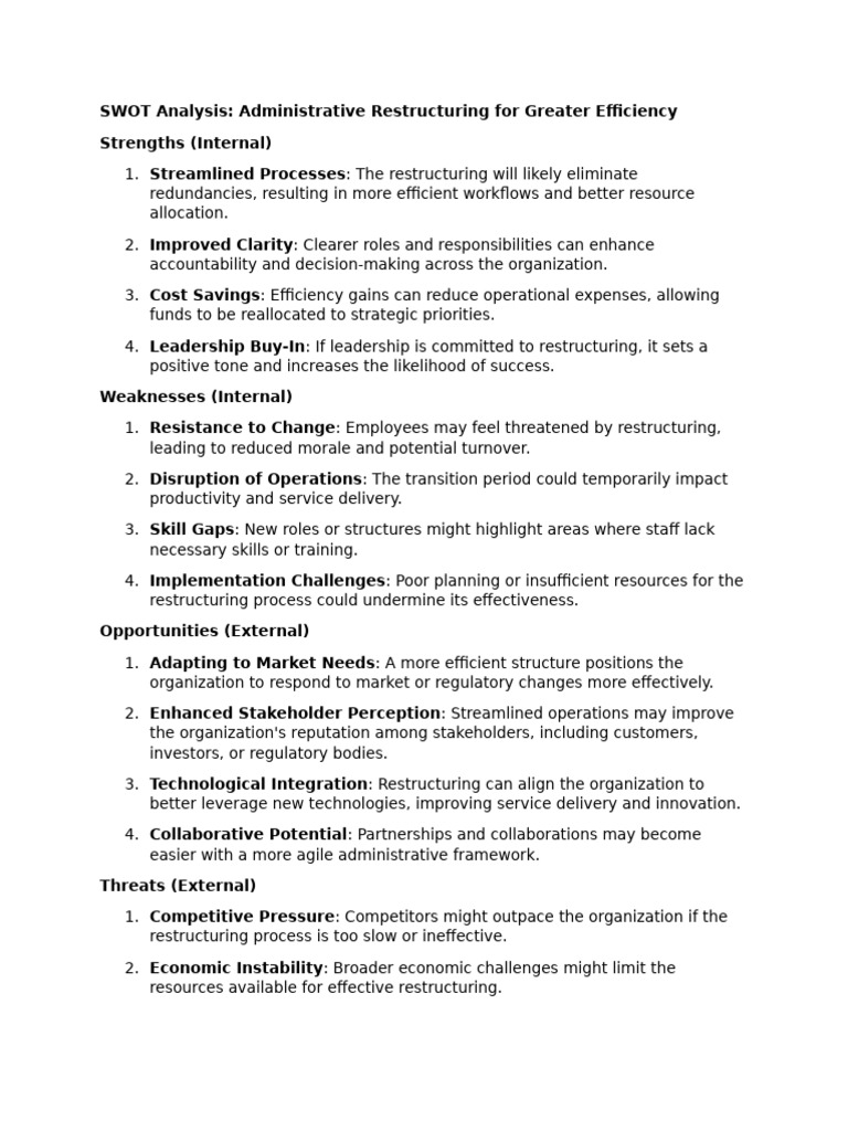 SWOT Analysis QAO Workshop | PDF | Employment | Goal