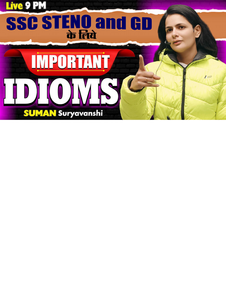 Important Idioms Class SSC Steno & GD | PDF