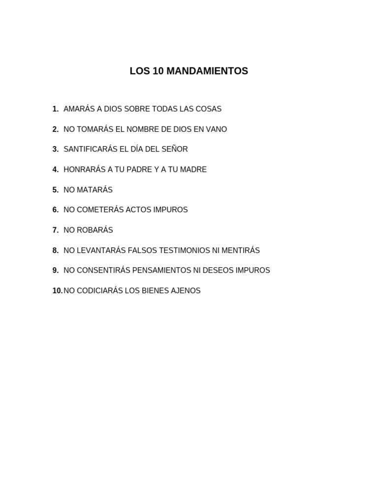 Los 10 Mandamientos y Versículos Bíblicos | PDF