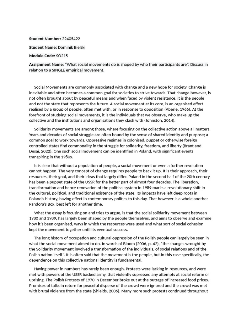 Sociology Students: Solidarity Movement | PDF | Social Movements | Poland
