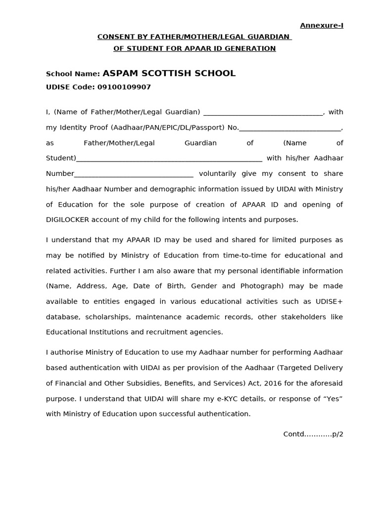 Consent Form APAAR Modified Approved | PDF | Justice | Crime & Violence