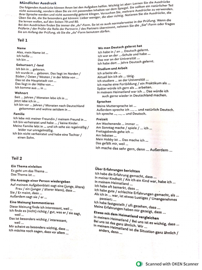 B1 Sprechen Teil Redemittel | PDF