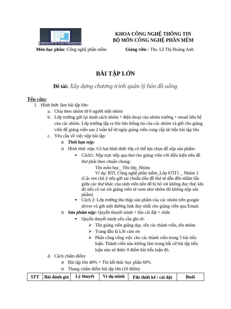 Bài tập lớn CNPM | PDF