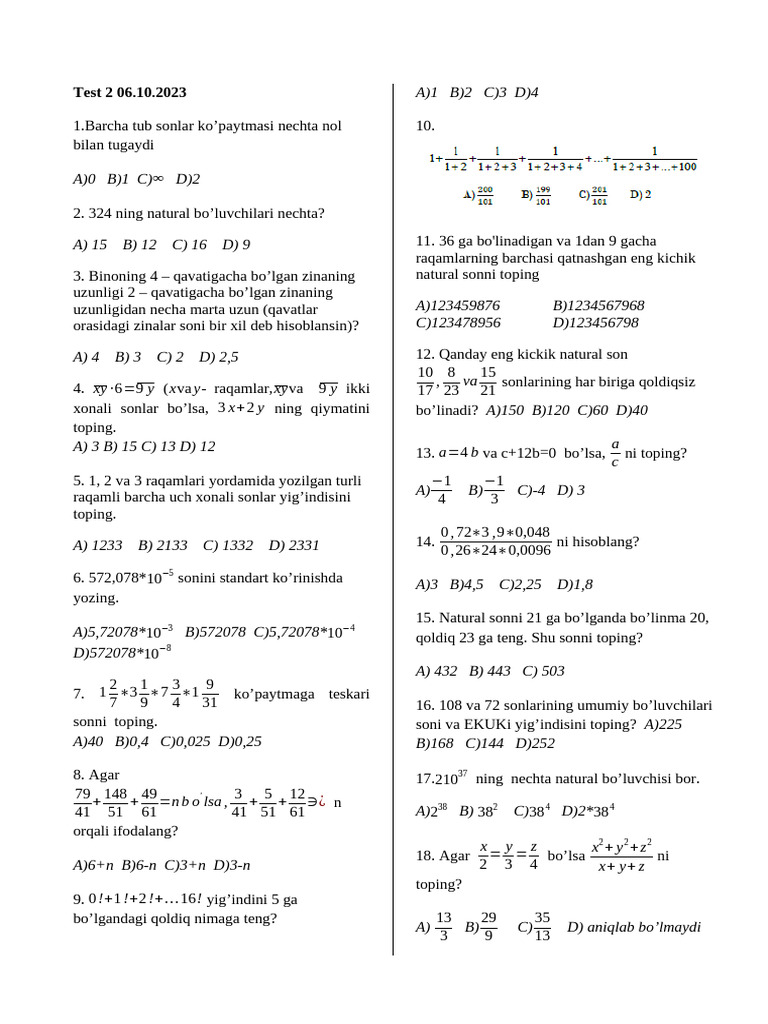 Test 2 06.10.2023 | PDF