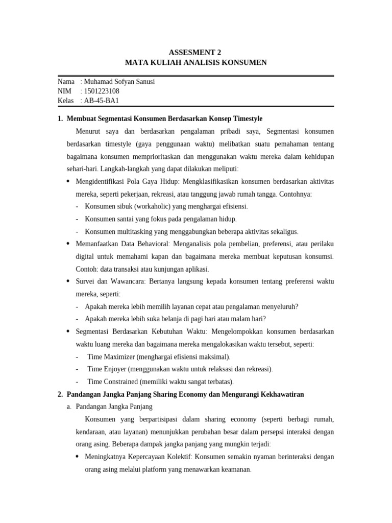 Segmentasi Konsumen Berdasarkan Timestyle | PDF