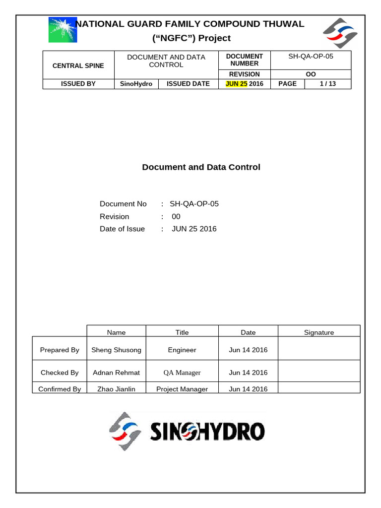 Recommended Procedure for Document Control System | PDF | Document ...