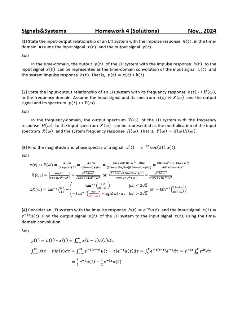 종합과제4 sol | PDF | Laplace Transform | Sampling (Signal Processing)