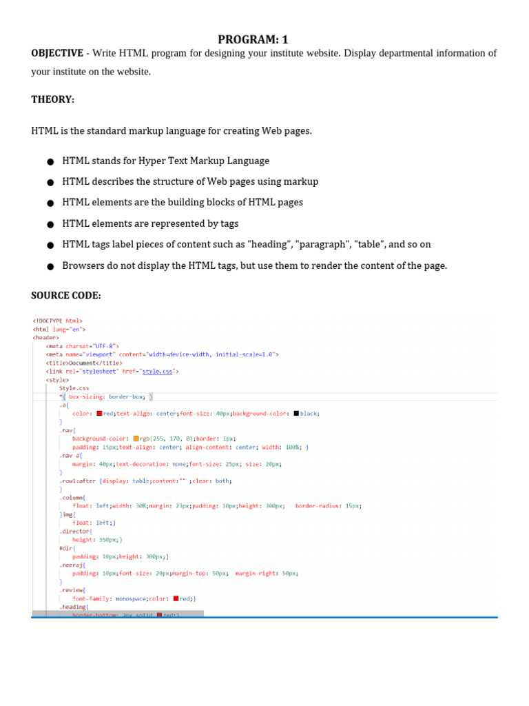 HTML Institute Website & Form Design | PDF