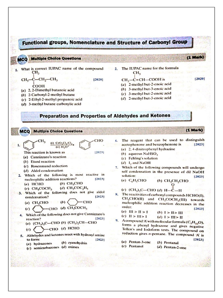 Worksheet Aldehydes Ketones And Carboxylic Acids Pdf 1675