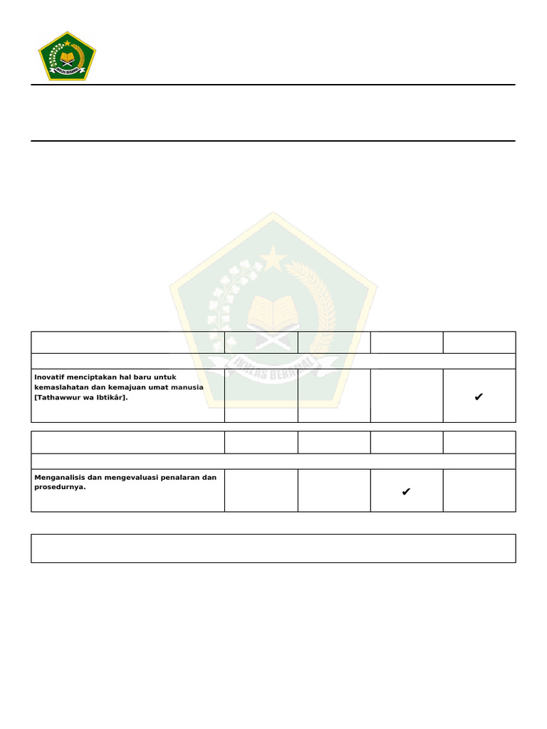 Contoh Raport p5 | PDF