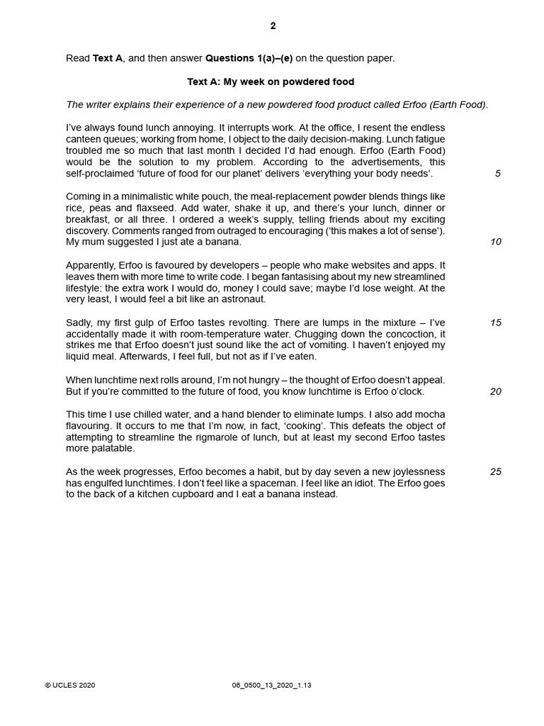 JUNE 2020 Paper 1 in 13 | PDF | Sugar Substitute | Lunch