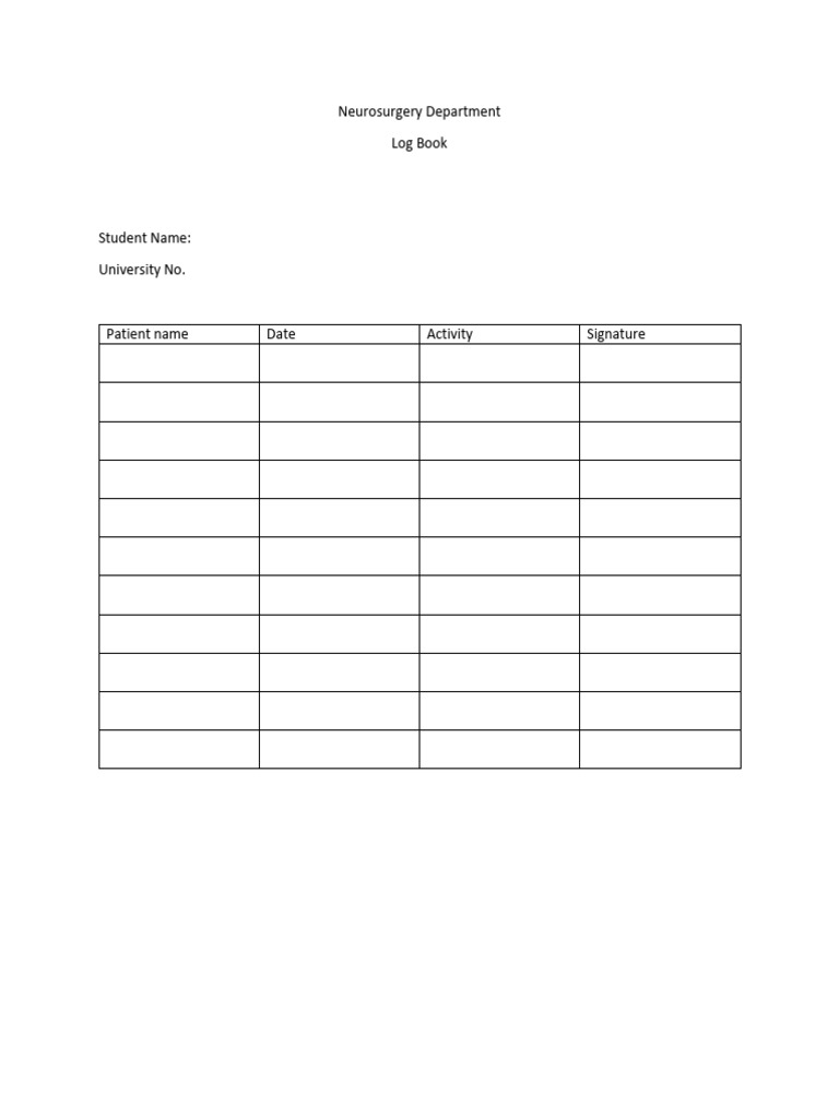 Neurosurgery Logbook | PDF