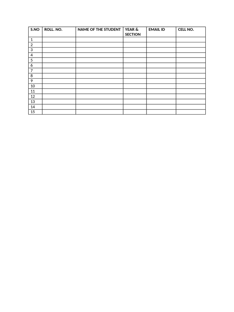 Table For Students Details | PDF