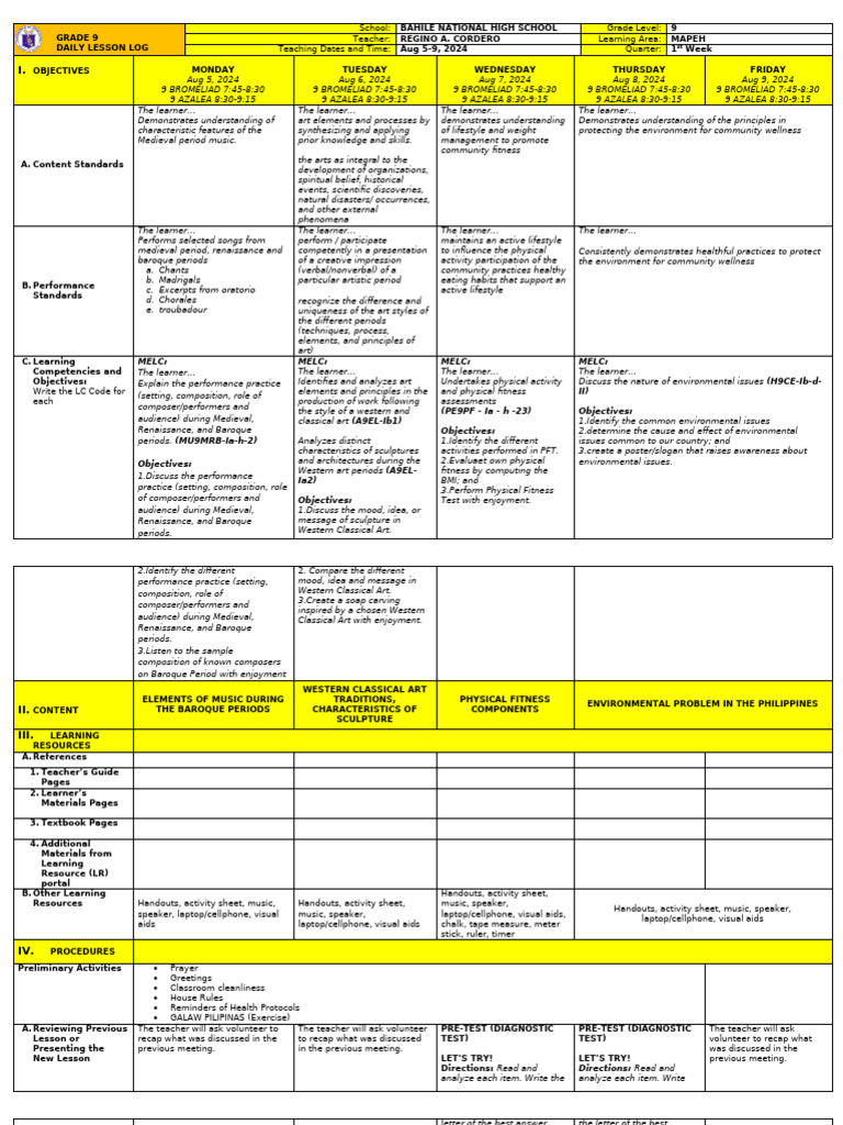 GRADE-9_MAPEH_Q1-W3 | PDF | Johann Sebastian Bach | Learning
