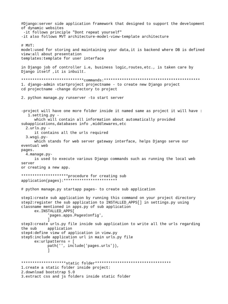 django short notes | PDF | Computing | Software