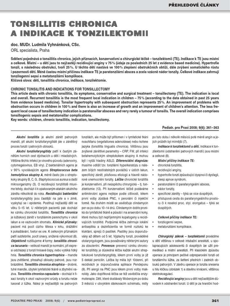 Tonsillitis Chronica | PDF