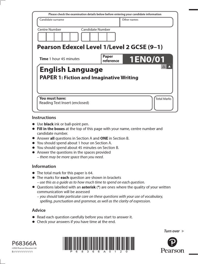 Edexcel GCSE English Language Paper 1 November 2022 | PDF | Linguistics