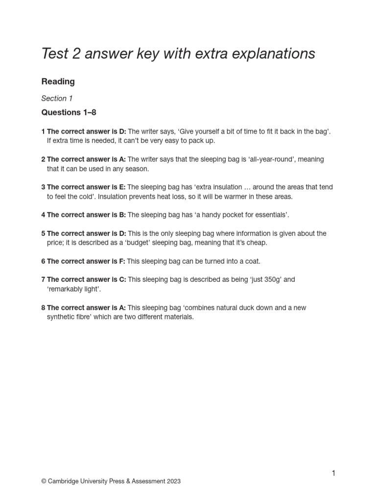 IELTS 18 General Training Test 2 Reading Extended Answer Key | PDF ...