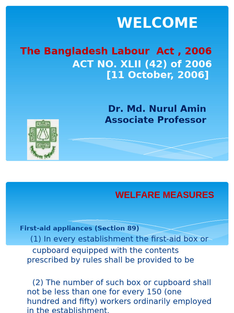 Lecture 5 - Labour Law (Welfare Measures) | PDF | Employment | Welfare