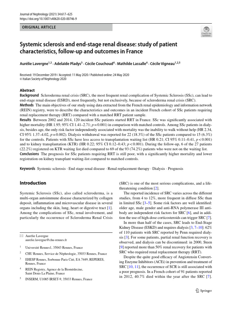 J Nephro SSC and End Stage Renal Disease | PDF | Nephrology | Clinical ...