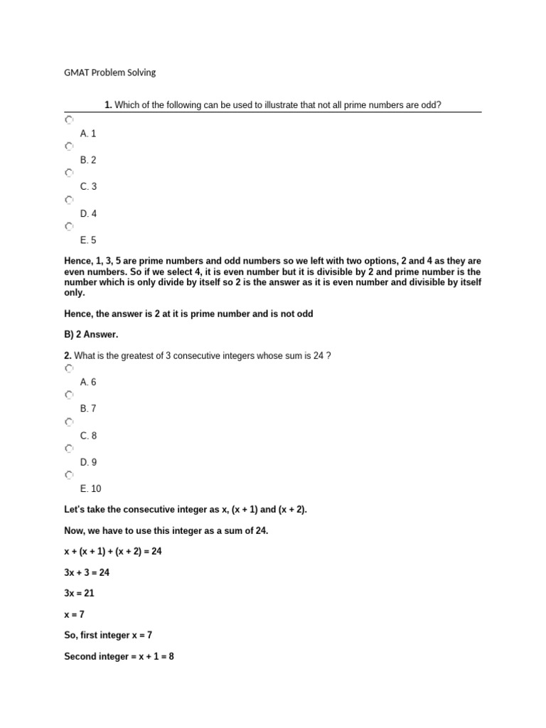 GMAT Problem Solving 1 | PDF | Discrete Mathematics | Numbers
