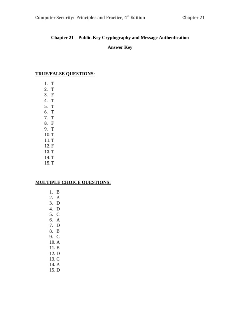 Chapter 21 Answer Key - CompSec4e | PDF