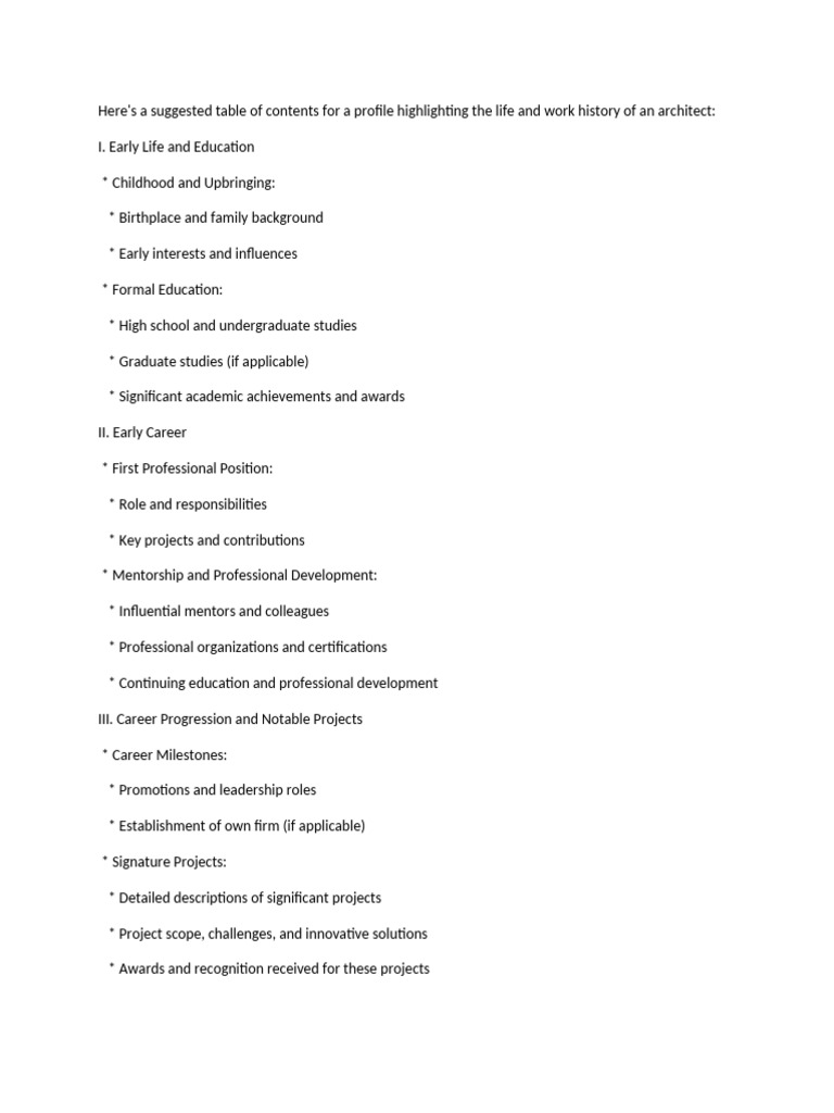 Term Paper Outline To Profile A Prominent Architect | PDF | Mentorship ...