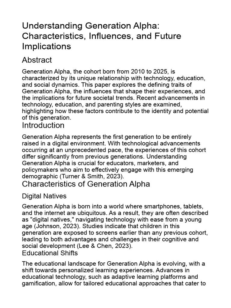 Introductions of Generation Alpha | PDF | Learning | Identity (Social ...