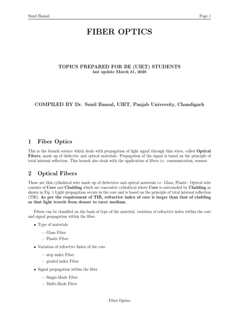 fibre optics | PDF | Optical Fiber | Dispersion (Optics)