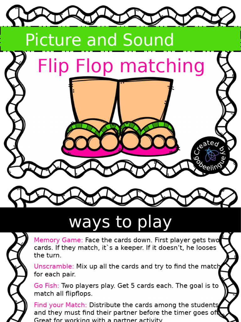 Flip Flop Matching Game Activities | PDF