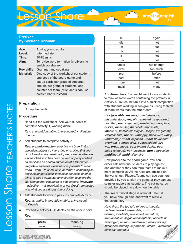 OSE Lesson Share Prefixes | PDF | Grammar | Language Mechanics