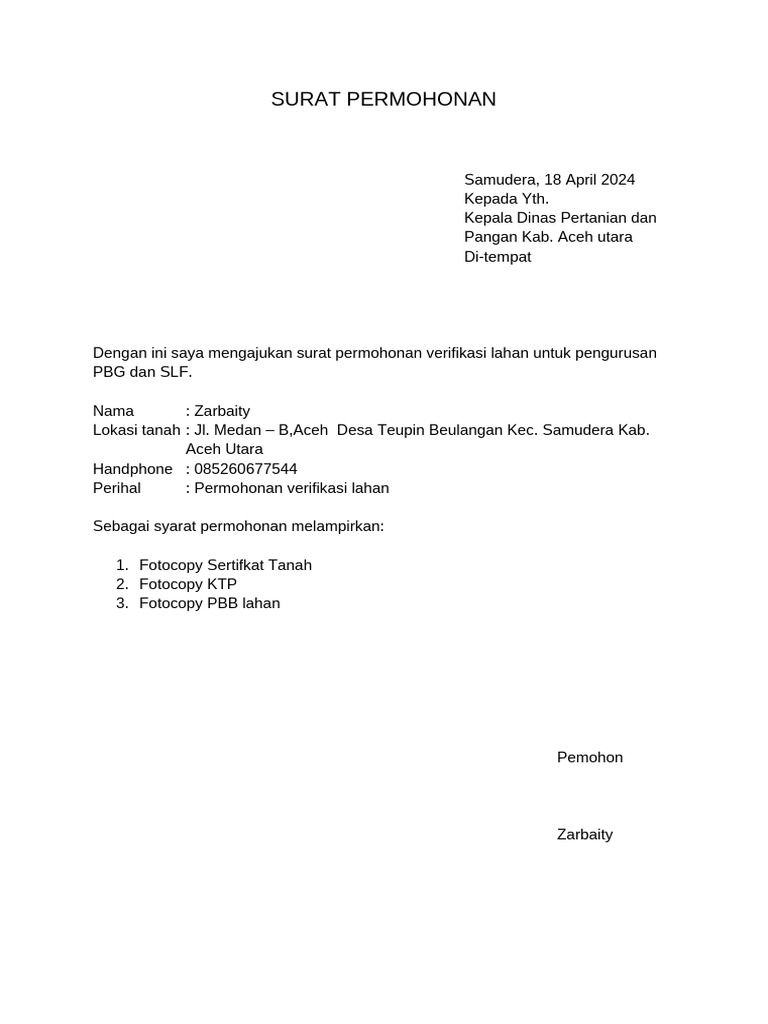 Surat Permohonan | PDF