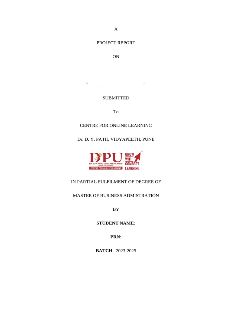 MBA Project Report Template | PDF