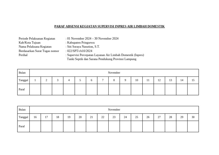 Lampiran Paraf Absensi | PDF