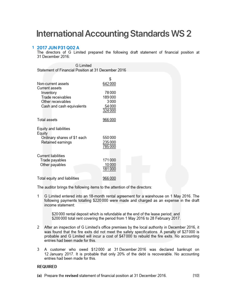 1-International Accounting Standards Worksheet 2 - A Level Accounting ...
