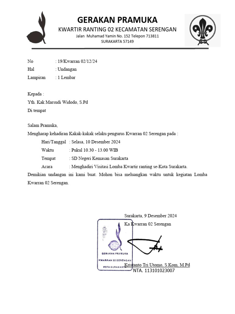 UNDANGAN Lomba Kwarran 02 | PDF
