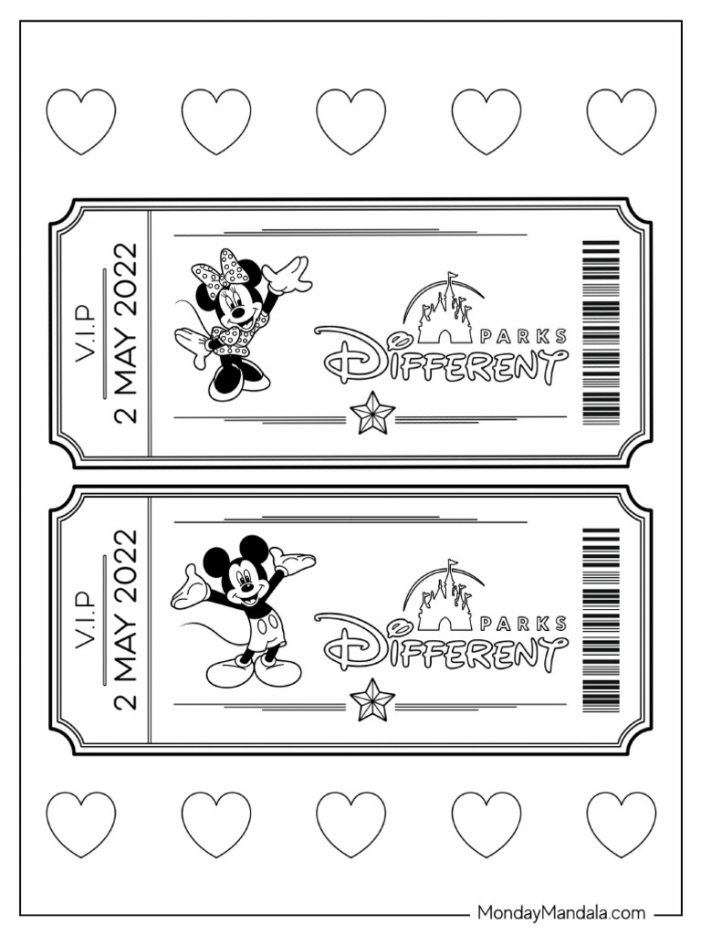 Disneyland VIP Tickets Coloring Page | PDF