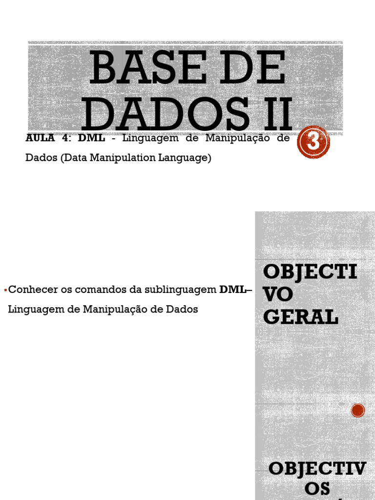 BD II - AULA 04.pptx | PDF | SQL | Bancos de dados